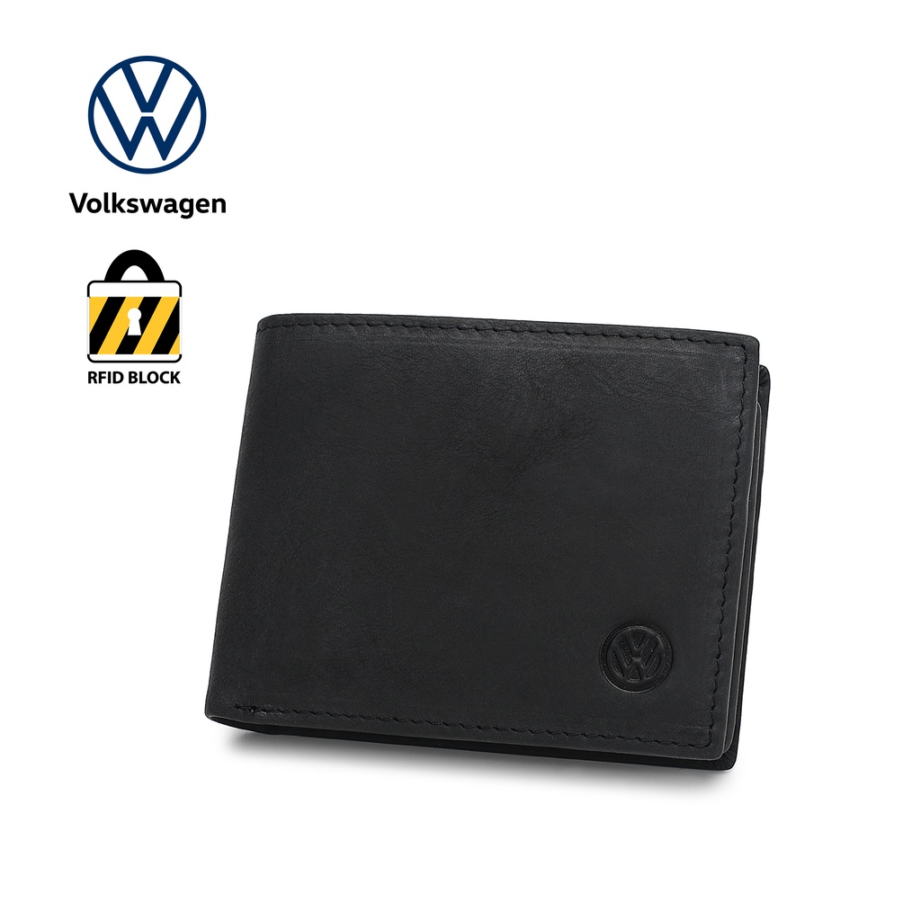 [Clearance] Volkswagen Genuine Leather RFID Bifold Short Wallet - Black ...