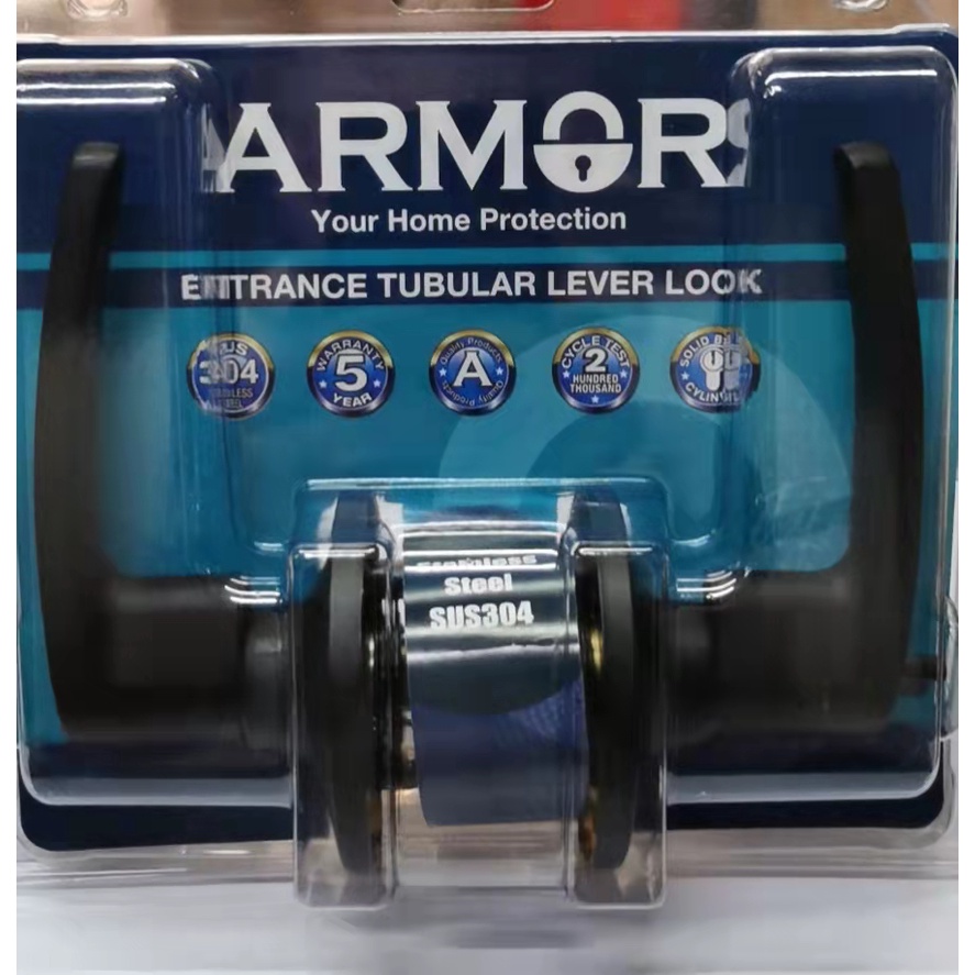 YLK ARMOR TUBULAR LEVER LOCK ATL-8300 SS Door lock set - Lock Pintu -NA ...
