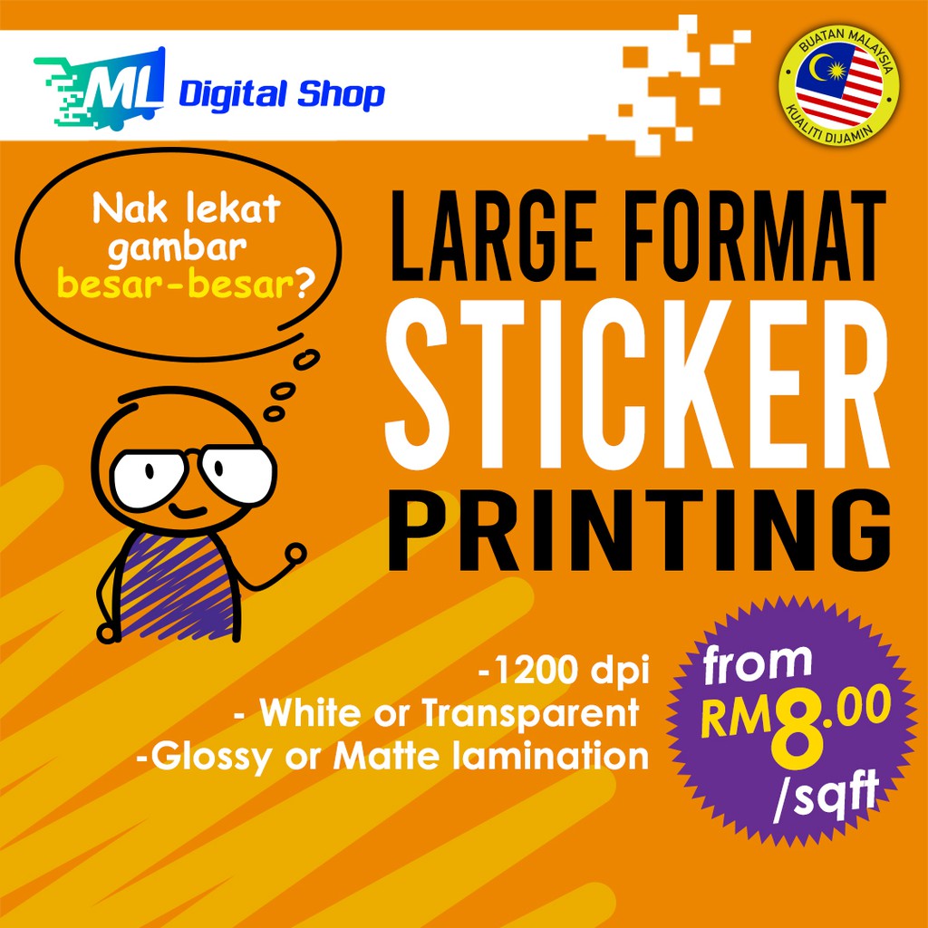 Custom Large Format Sticker Printing | White & Transparent | | Shopee ...
