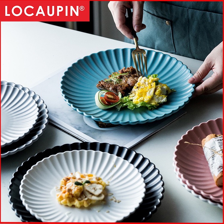 Locaupin Nordic Chrysanthemum Style Ceramic Dinner Plates, Edges Round ...