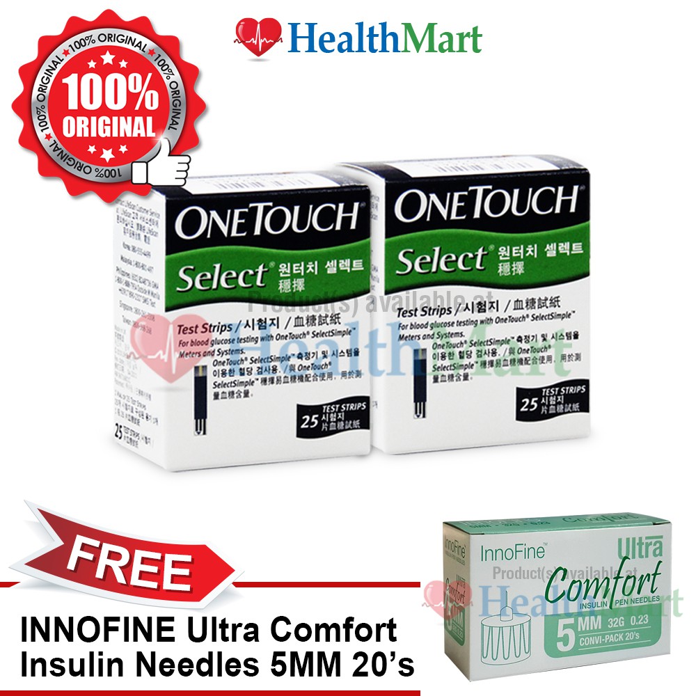 One Touch SelectSimple Test Strips 25's Twin-Pack FREE 20's Insulin ...