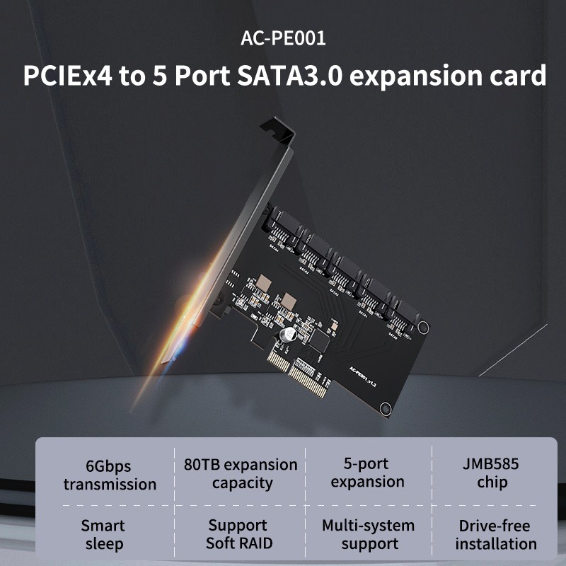 ACASIS PCIE Expansion SATA Card to 5 Ports,6 Gbps 3.0 Card,PCIE ...