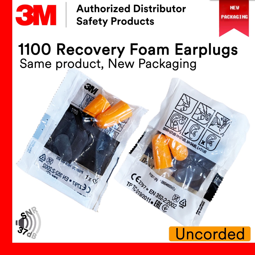 3M Earplug 1100 1110 Soft Foam Earplugs SNR 35dB DOSH SIRIM Approved ...