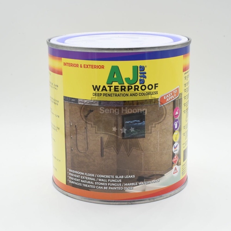 5L AJ Waterproof Deep Penetration and Colourless Interior & Exterior 免砸砖透明渗透防水胶 5Kg Warrior SS ...
