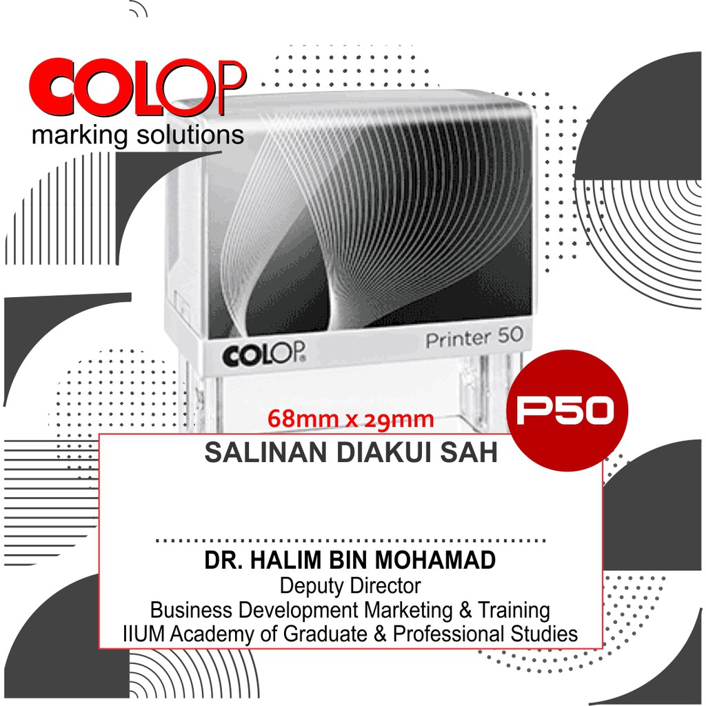 Rubber Stamp Besar P50&P60 Salinan Diakui Sah/Cop Sign (INK BIRU ...