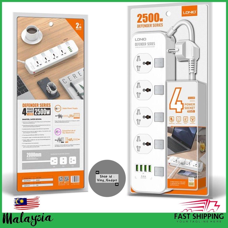 LDNIO Adapter (4Port ,4Socket) | Shopee Malaysia