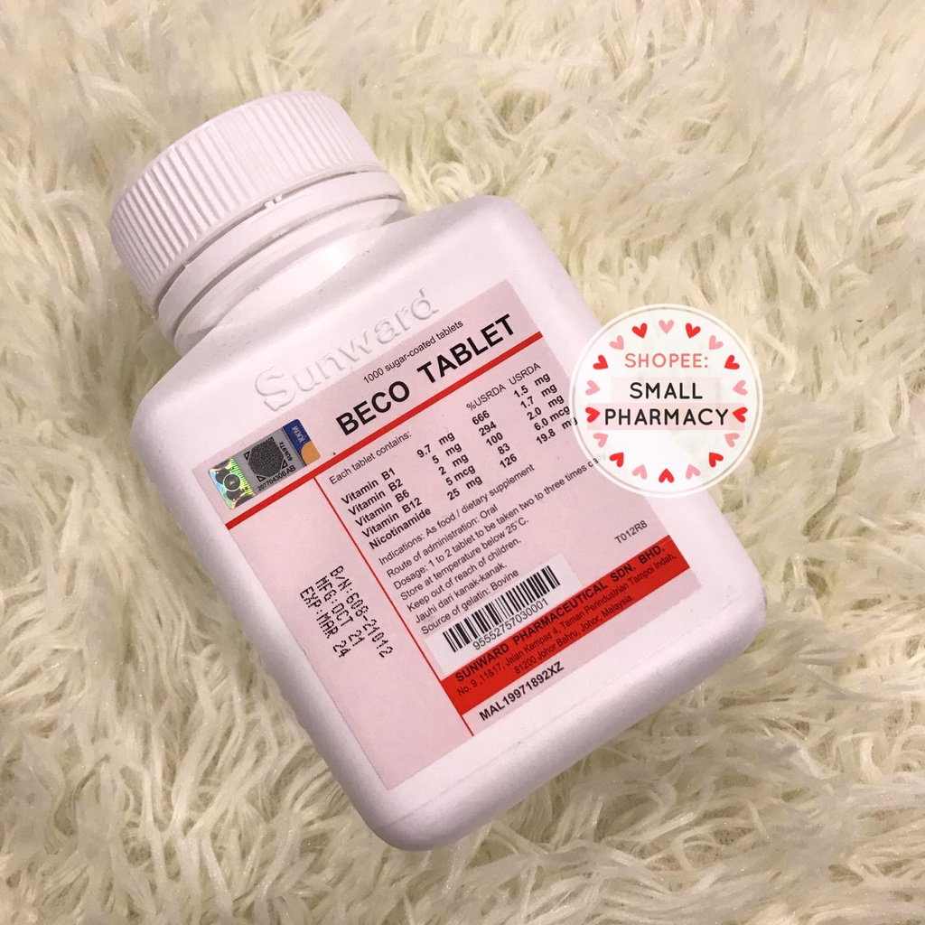 Sunward Beco Tablet ( vitamin B complex ) 1000 tablets (1 bottle ...