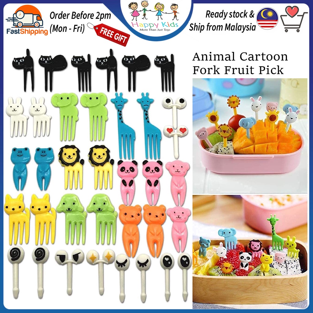[Happy Kids] Animal Food Fruit Picks Forks Fun Bento Mini Cartoon ...