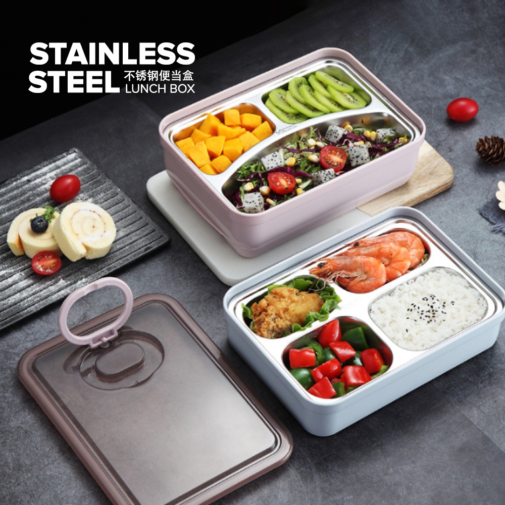 Elianware High Quality Stainless Steel 3/4 compartments Bento Lunch Box ...
