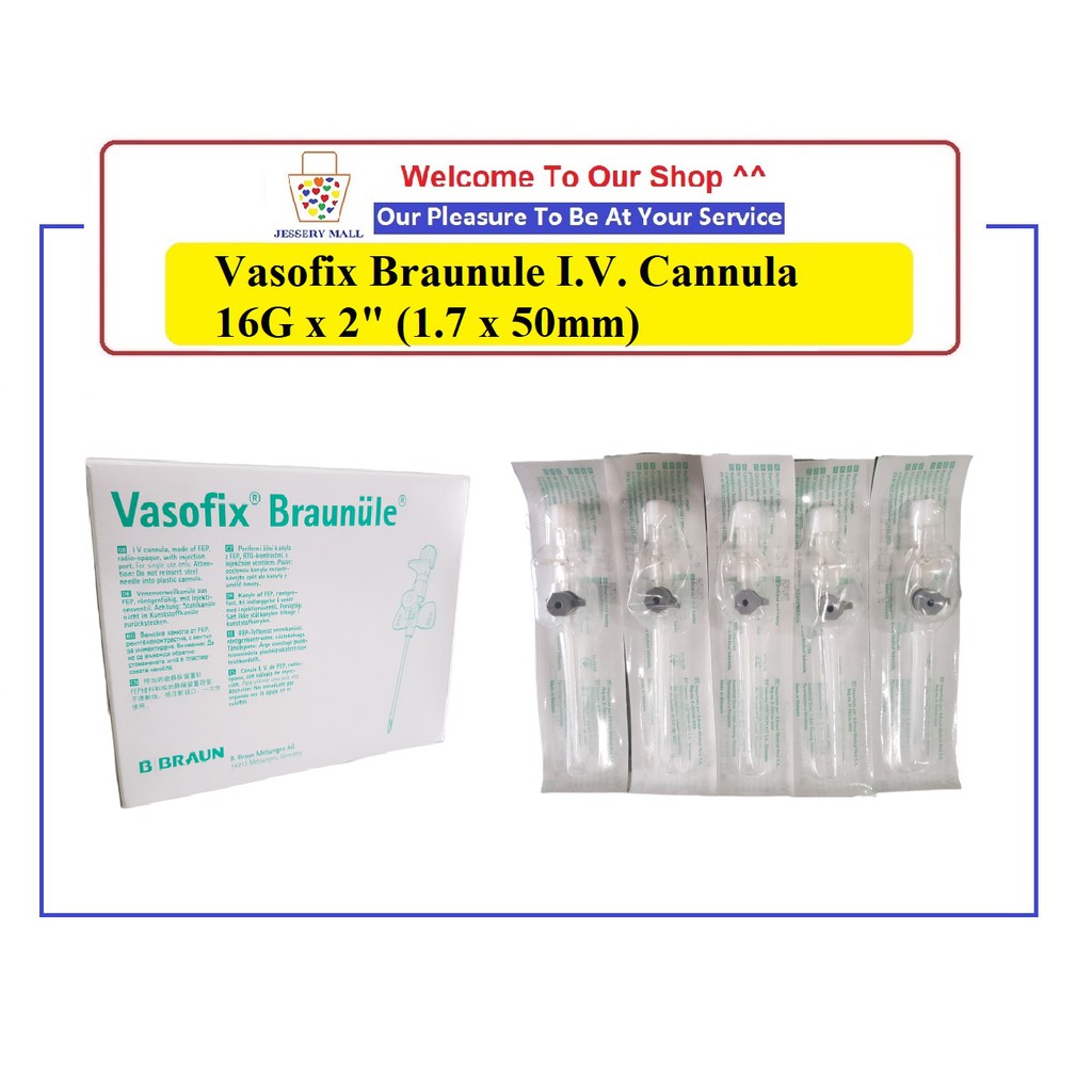 Vasofix Braunule IV Cannula Luer Lock 16G x 2" (1.7 x 50mm)-50's/box_I ...