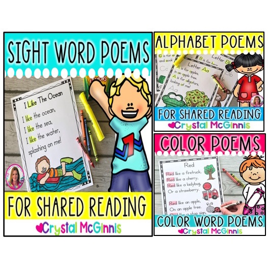 367- Sight Word / Alphabet/ Color Poems for Beginning Readers Printable ...