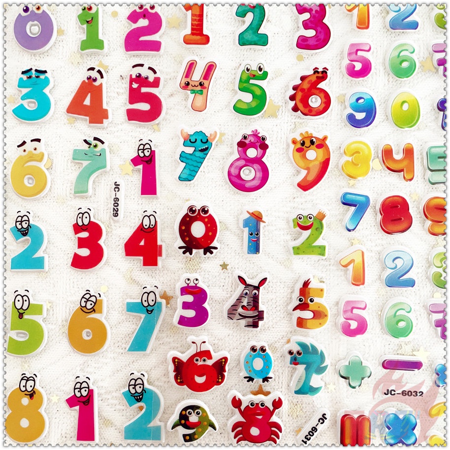 Numbers Q-1 DIY Rewards Sticker 1 Sheet 3D Puffy Bubble Stickers ...