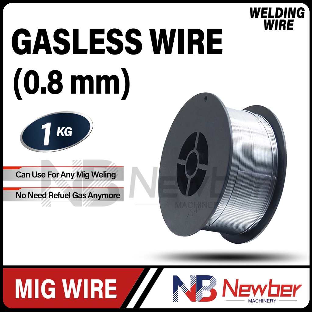 Newber 1 KG x 0.8mm MIG Gasless Wire - FLUX CORED Mig Gasless Wire (Silver) Can Use For Every ...