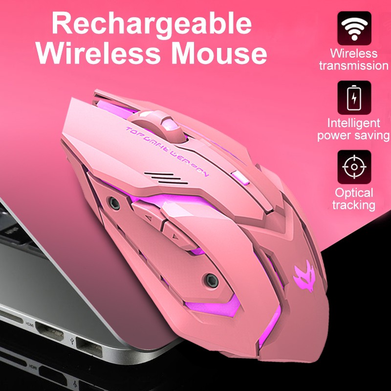 Aivk Wireless mute optical mouse pink mice wireless laptop USB pink ...