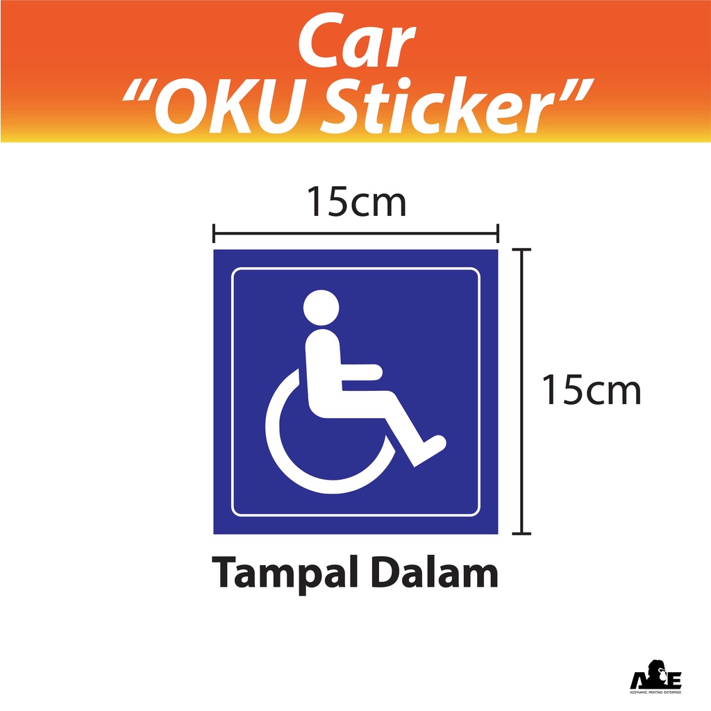 OKU | Sticker | Pelekat | Static Cling | Car | Kereta | JPJ Size ...