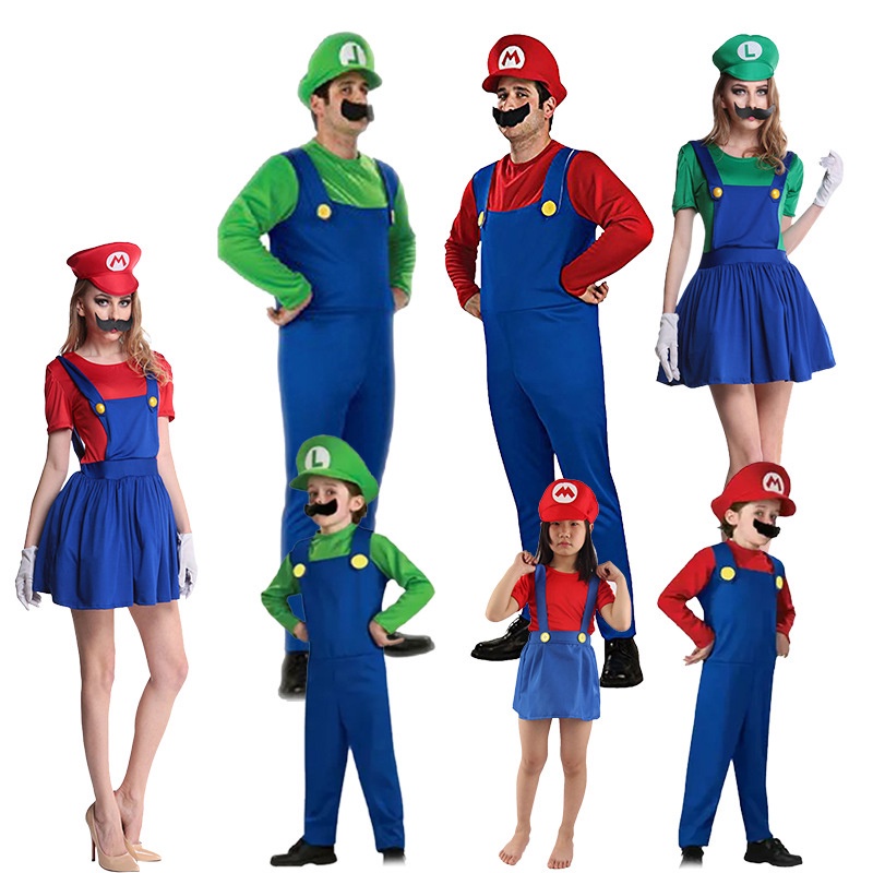 Super Mario Costume Adult Kids Anime Cosplay Costume Mario Performance ...