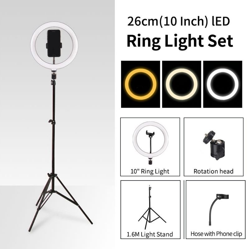 LED Ring Light 26cm Dimmable Video Live Studio Lightning Round Light ...