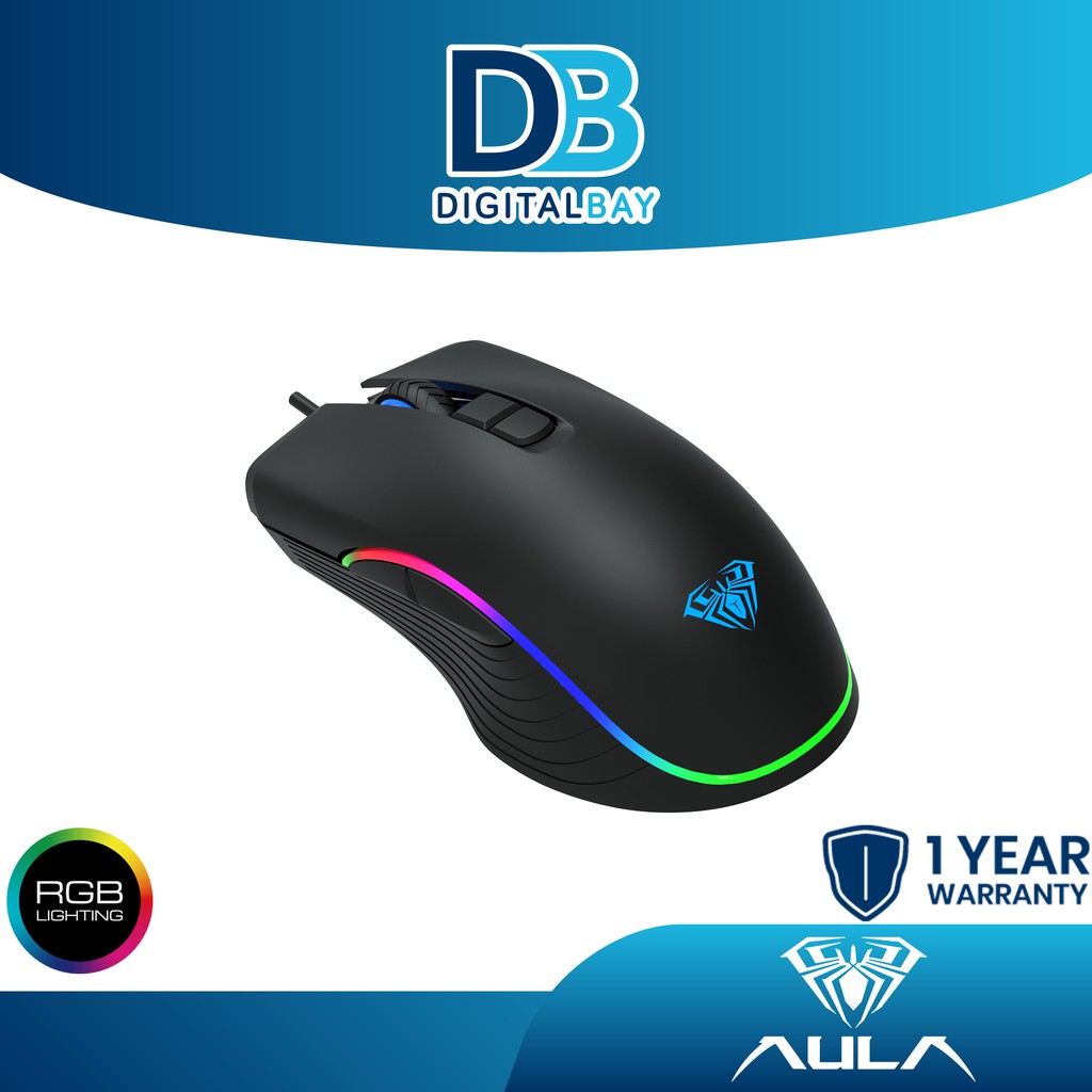 Aula F806 Marco Programmable RGB Colorful Lightning Gaming Mouse-4 Gear DPI, 7 programmable ...