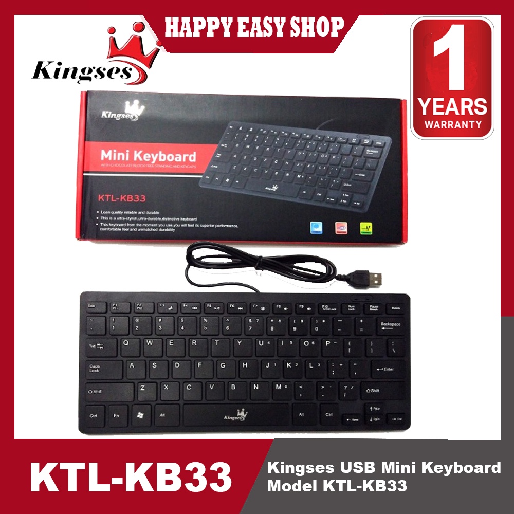 Official Kingses Mini USB Keyboard (KTL-KB33)With Chocolate Block Free ...
