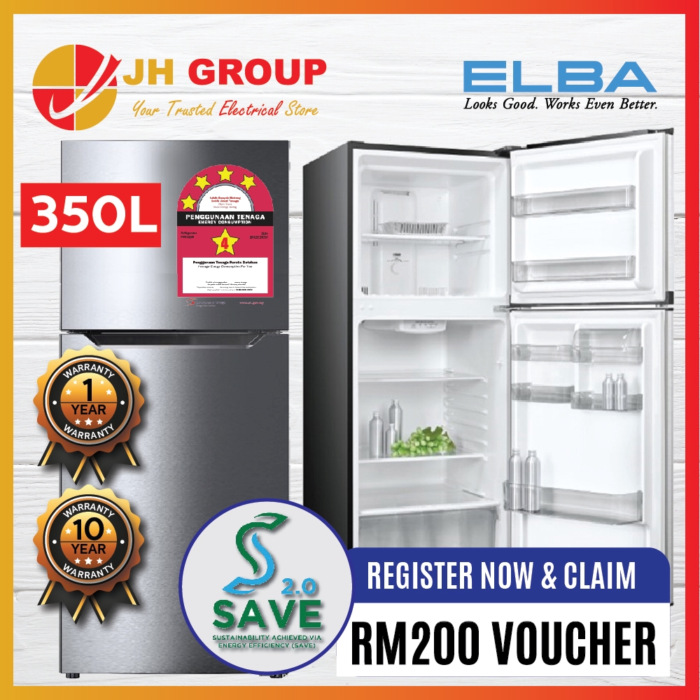 Elba 2-Door Refrigerator Ultimo (350 L) Er-G3529(Sv) | Shopee Malaysia