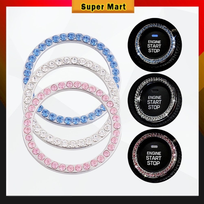 Car Push Start Button Cover Diamond Ring Engine Start Button Ring Start ...