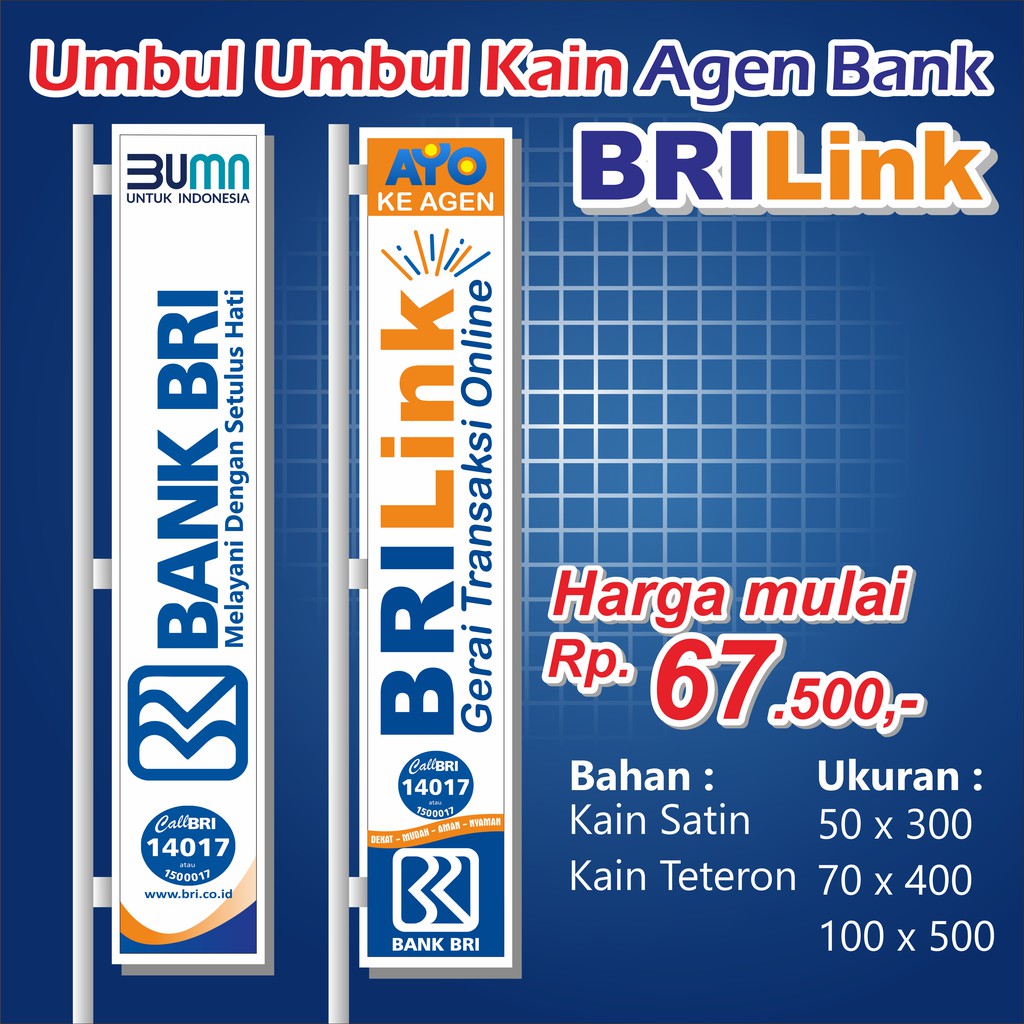 Print Banner Fabric Pennant Flag Agent BANK BRI LINK BCA BNI 46 MANDIRI ...