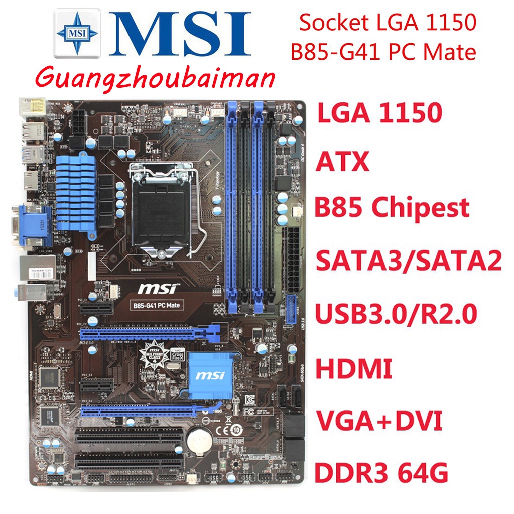 original motherboard MSI B85-G41 LGA 1150 DDR3 boards 32GB USB2.0 USB3 ...