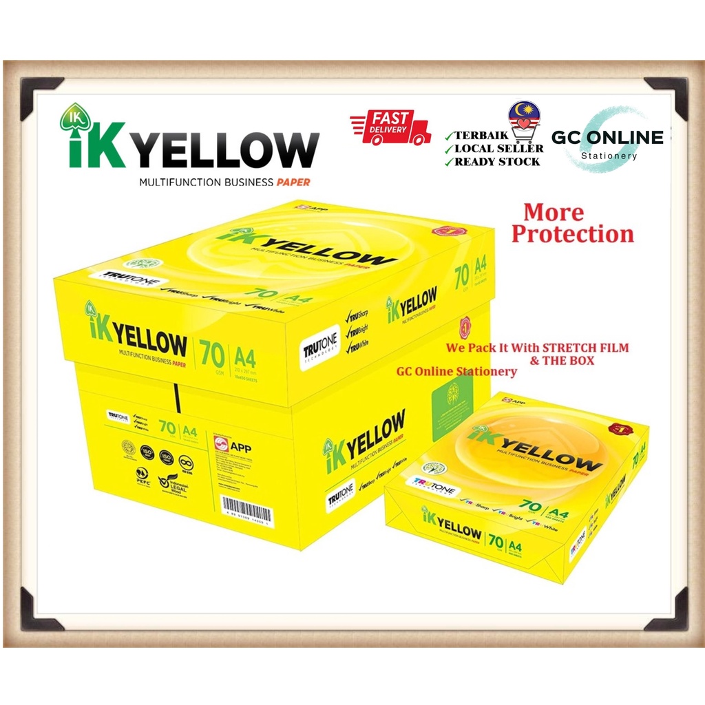 IK Yellow 450 Sheets A4 Paper 70gsm (10Reams/Box) / Kertas A4 | Shopee ...