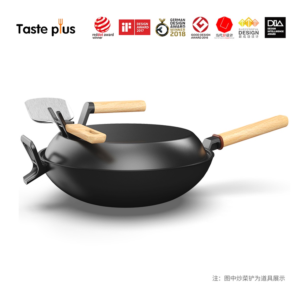 TASTE PLUS Motofe Uncoated Cast Iron Stir Fry Anti-rust Nitriding ...