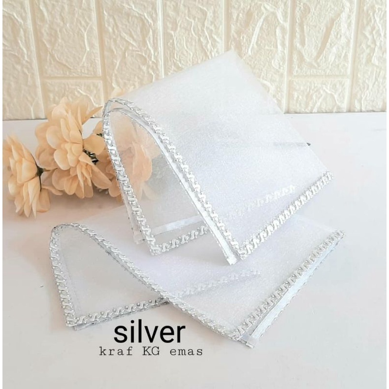 Alas Dulang Kain Organza Manik silver 36cm X 36cm | Shopee Malaysia