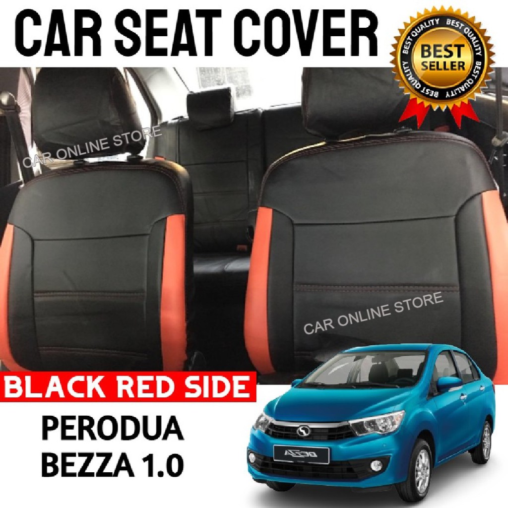Seat Cover Perodua Bezza Car Case Semi Leather Red Black 1.3 ( 4 ...
