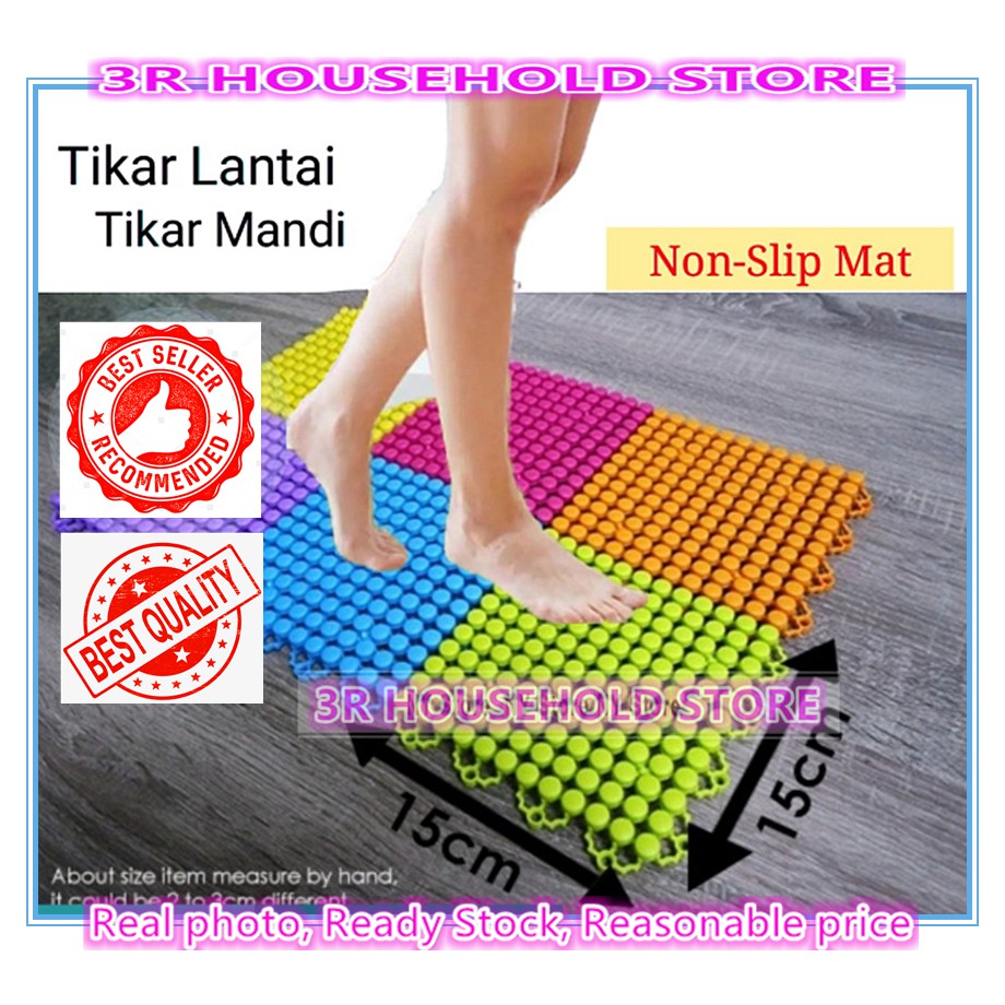 6in1 Plastic Bath Floor Rubber Mat Alas Kaki Heavy Duty Bathroom Shower ...