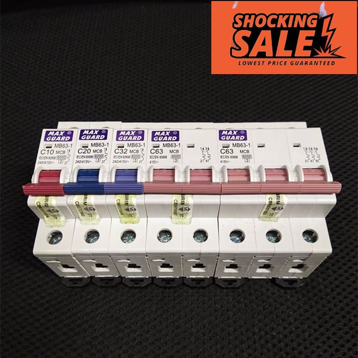 ⚡️SHOCKING SALE⚡️ SIRIM APPROVED ORIGINAL MAXGUARD MCB 10A 20A 32A 63A SINGLE 3 PHASE MINIATURE ...
