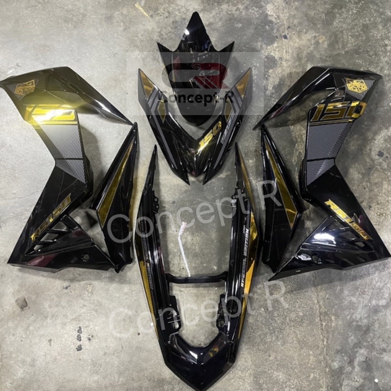 Rapido/HLD Cover Set Custom RS150 V1/V2 Black Chrome Sticker Gold ...