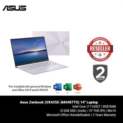 Asus ZenBook 14 UX425E-AKI487TS 14'' FHD Laptop Lilac Mist ( I7-1165G7 ...