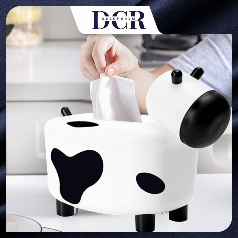 DCR 2 in 1 Cow Tissue Box Toothpick Box Tissue Box Cute Cow Restaurant ...