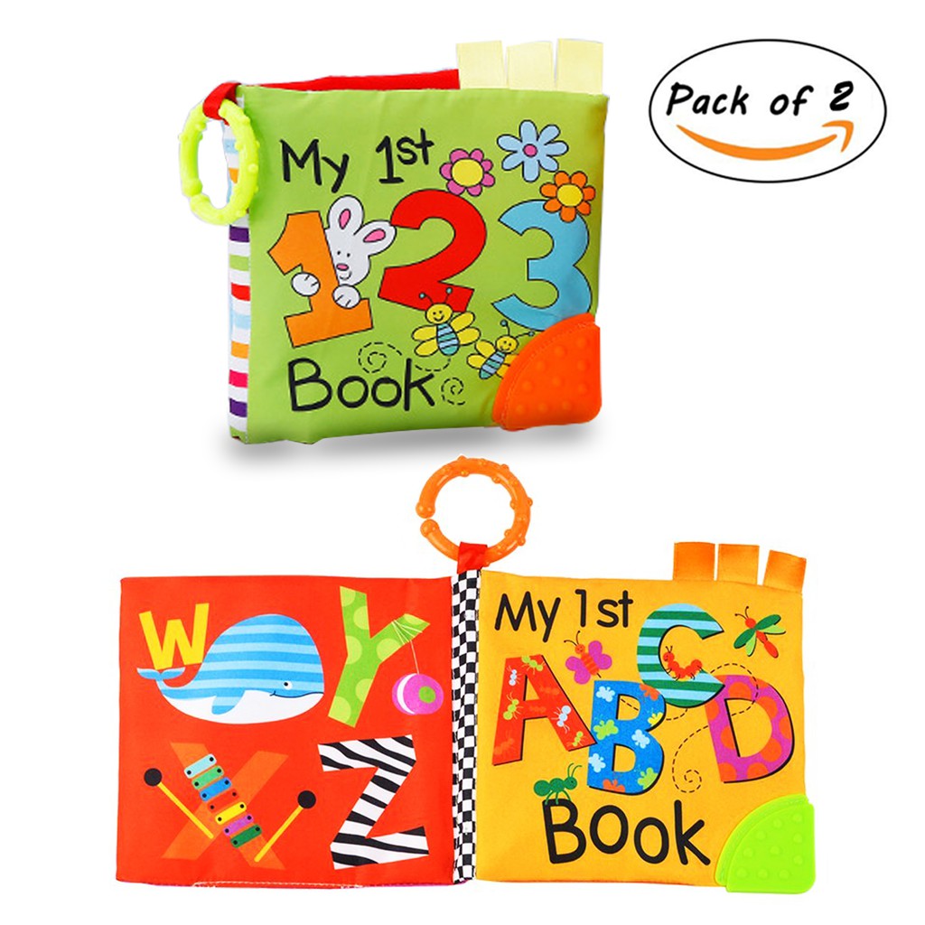 Pack of 2 Cloth Book for Babies Crinkle Cloth Books with Number ...