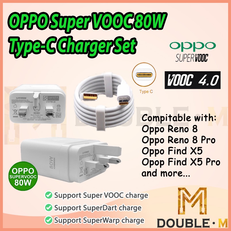 OPPO 100W 80W Super VOOC 4.0 Adapter With Type-C USB Cable Support VOOC ...