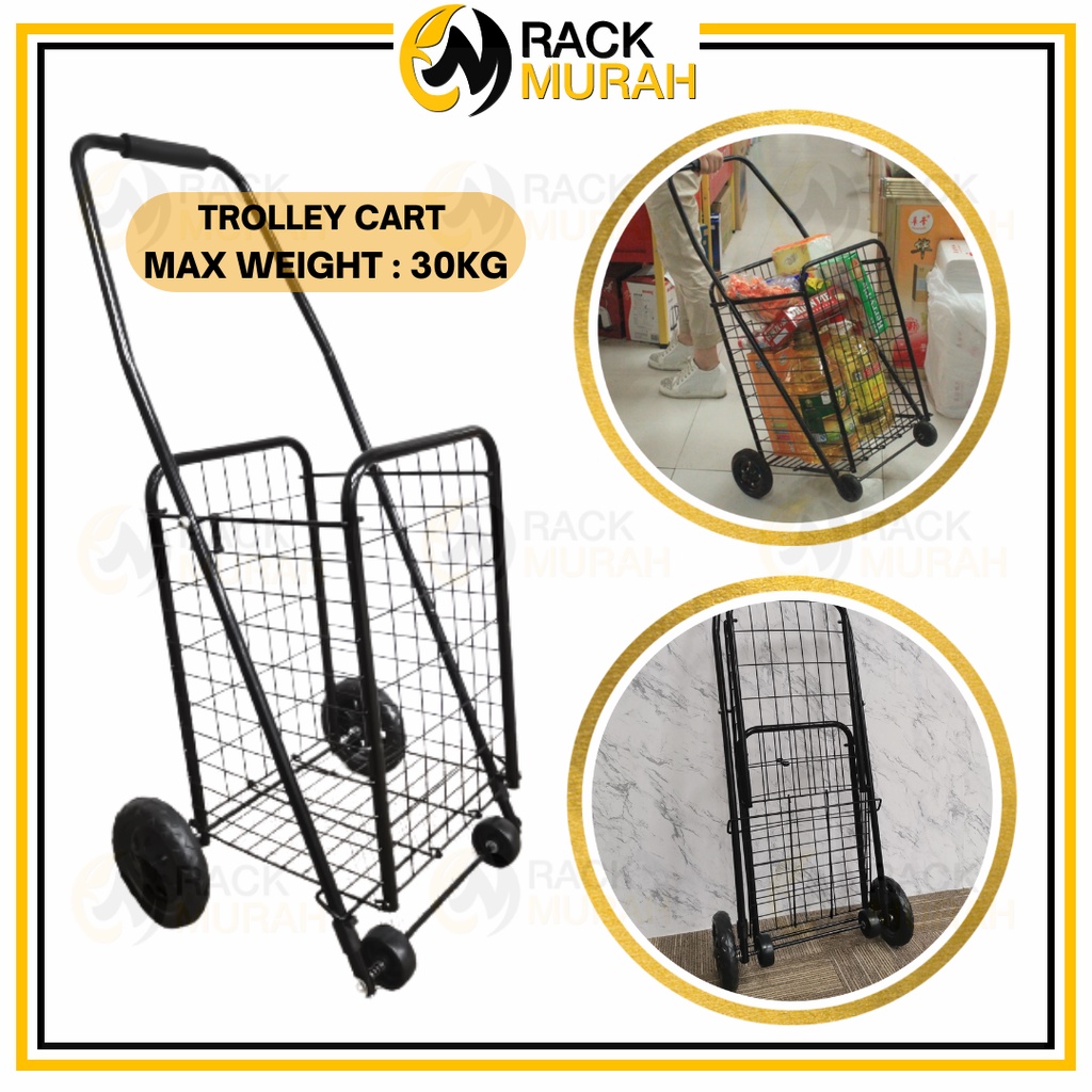 FOLDABLE TROLLEY CART / STAINLESS STEEL TROLI PASAR / BARANG DAPUR ...