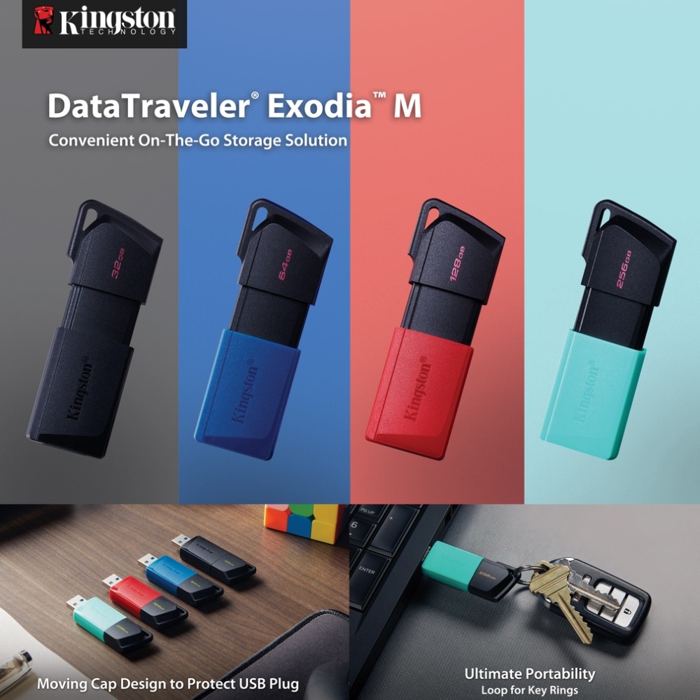 Kingston Pendrive DTXM DataTraveler Exodia M USB 3.2 DTXM Flash Drive wtih Moving Cap (32GB/64GB ...