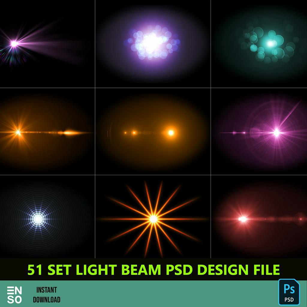 PSD 51 Set Light Beam Design File | Light Flare Lens Flare PSD Design ...