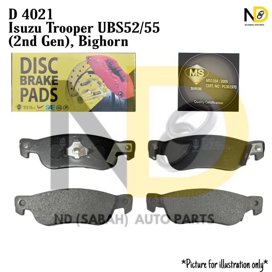 ISUZU TROOPER / BIGHORN UBS52 / UBS55 ( 2ND GEN ) D4021 REAR BRAKE PAD ...