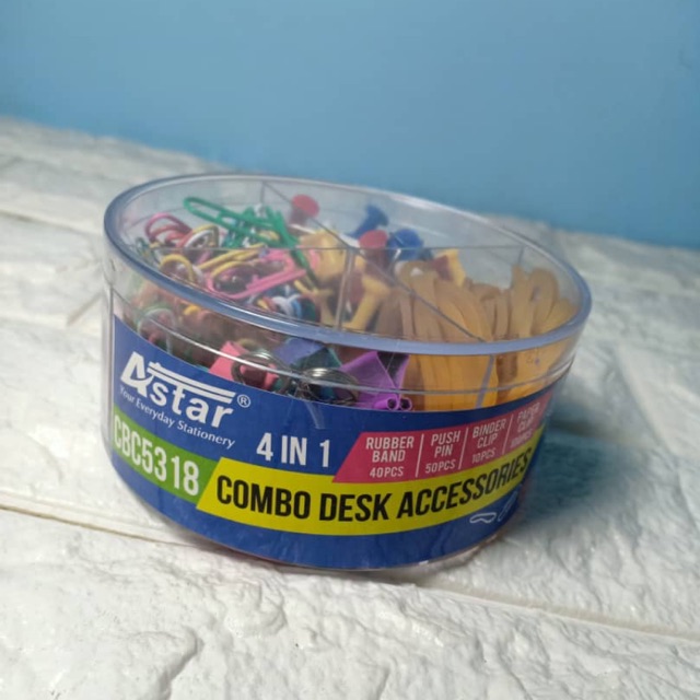 Astar combo desk accessories 4 in 1 (paper clip/push pin/rubber band ...
