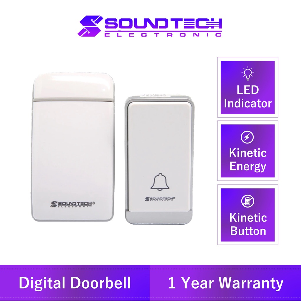 Soundteoh Kinetic Wireless Digital Doorbell DA-028 | Door Bell | Door ...