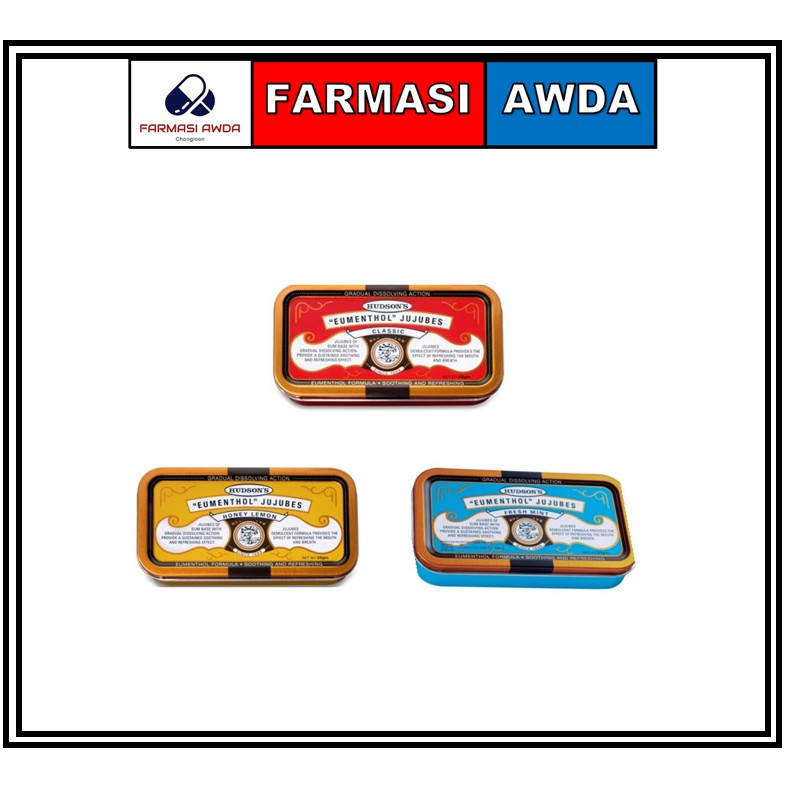 Hudson's Eumenthol Jujubes Candy 50g ( Classic / Honey Lemon / Fresh ...