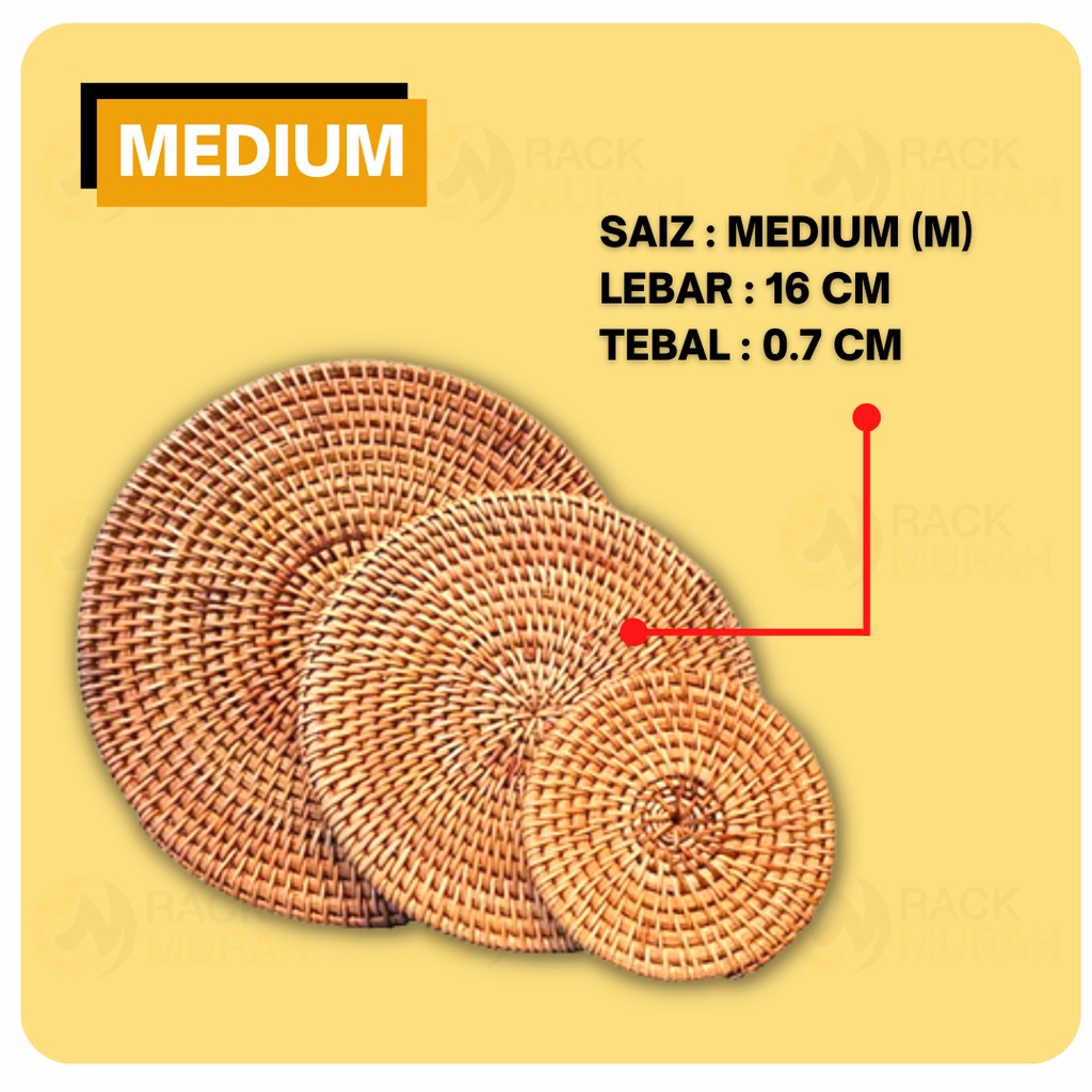 JAPANESE VINTAGE BAMBOO CUP MAT RATTAN INSULATION TABLE MAT / ALAS ...