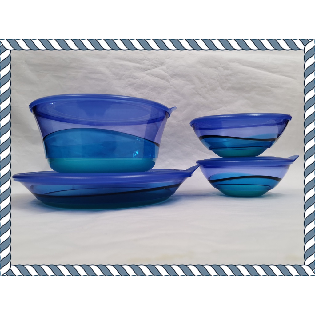 Tupperware Sheerly Elegant Food Container Serveware Food Container 3 Layer Blue Color Original ...
