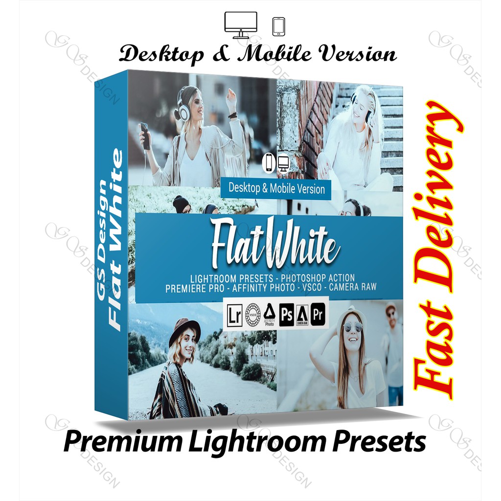 20 Flat White Premium Lightroom Presets Work in Mobile App, Desktop WINS & MAC, PS, Premiere Pro ...