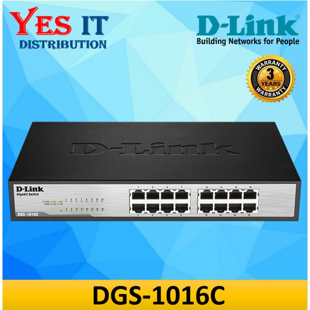 D-LINK DGS-1016C / DGS-1016D 16-PORT GIGABIT 10/100/1000 MBPS UNMANAGED ...