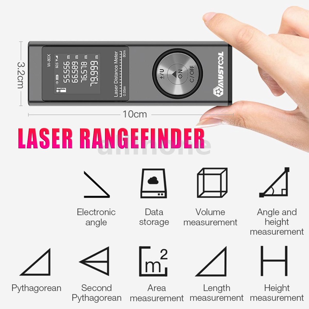 MUSTOOL 80m Digital Mini Laser Rangefinder with Electronic Angle Sensor ...